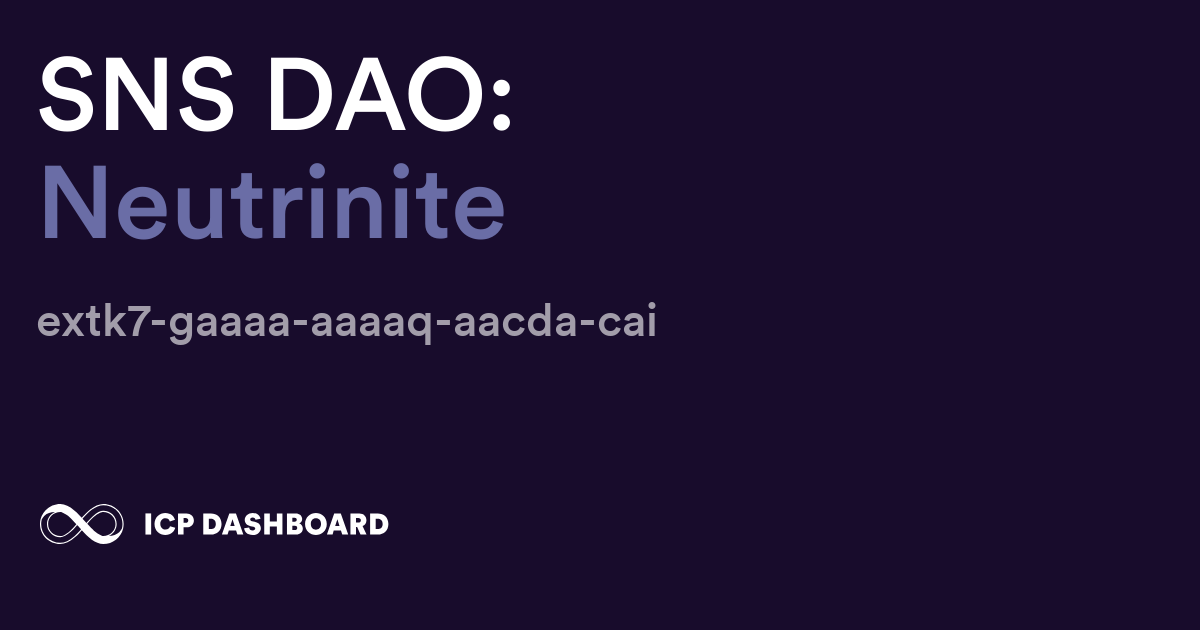 SNS DAO: Neutrinite - ICP Dashboard