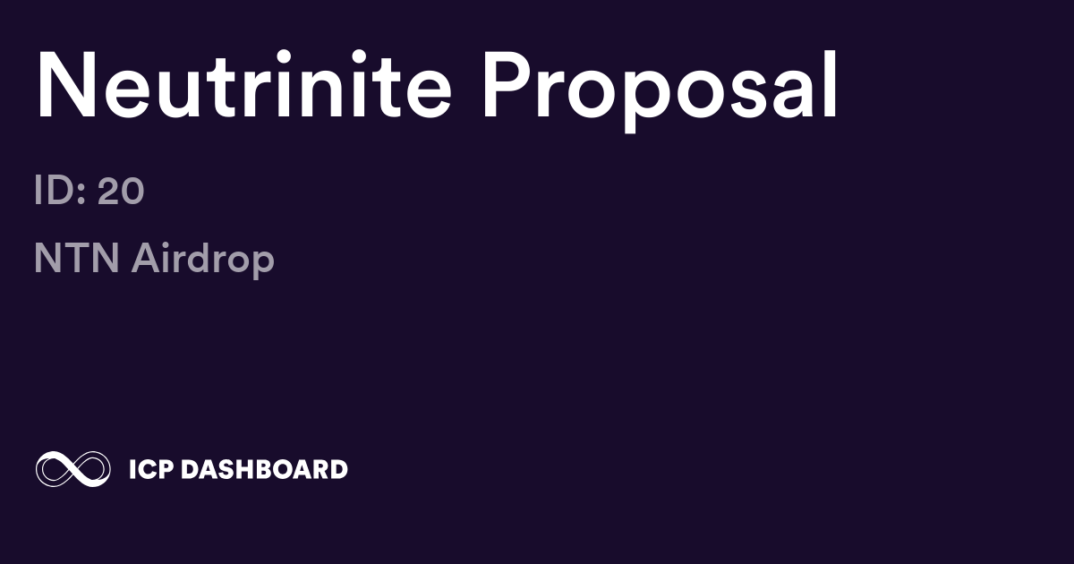 Neutrinite Proposal: 20 - ICP Dashboard