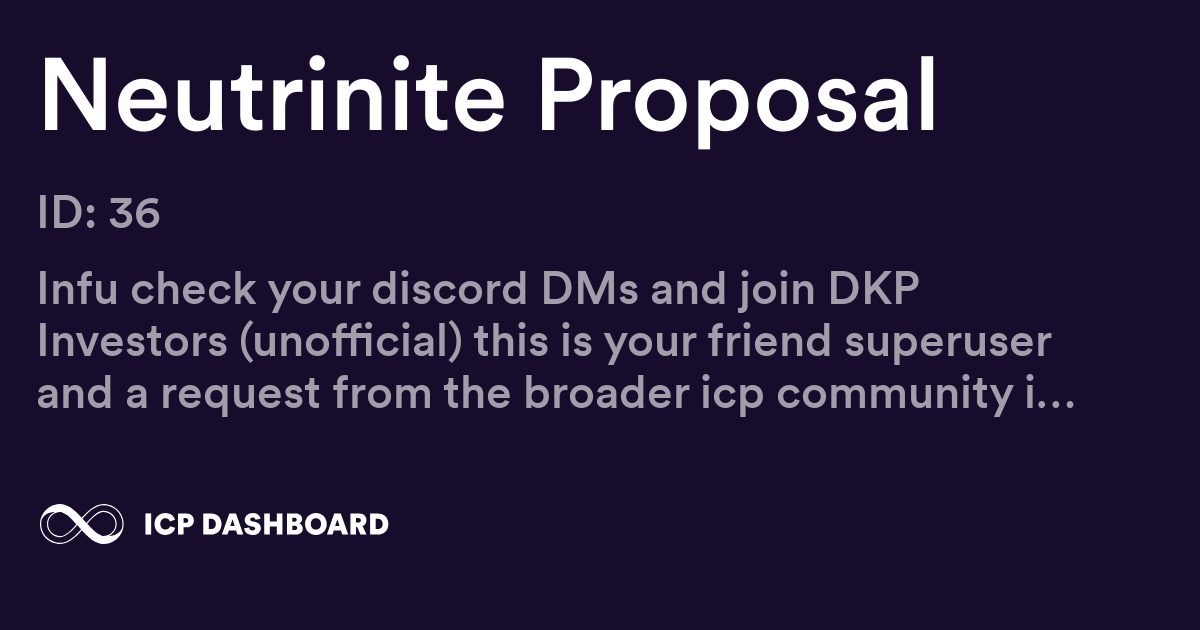 Neutrinite Proposal: 36 - ICP Dashboard
