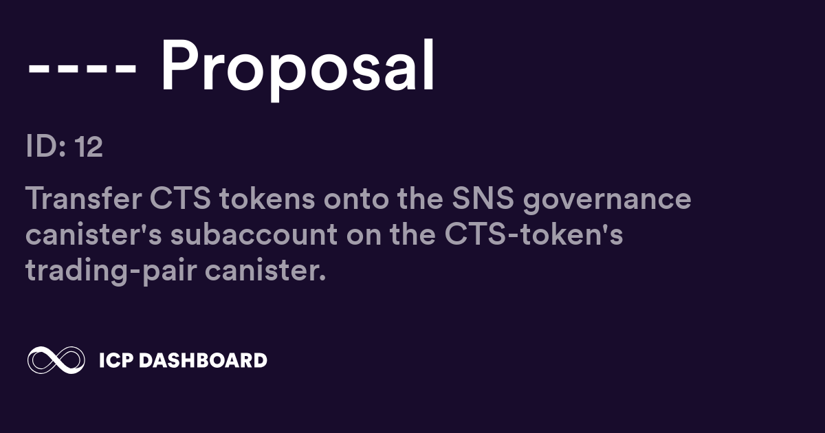 formerly known as CYCLES-TRANSFER-STATION) Proposal: 12 - ICP Dashboard