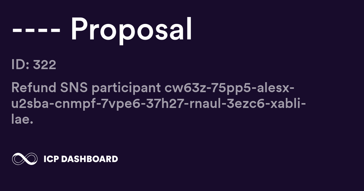 formerly known as CYCLES-TRANSFER-STATION) Proposal: 322 - ICP Dashboard