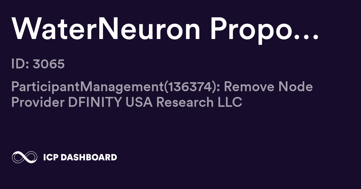 WaterNeuron Proposal: 3065 - ICP Dashboard