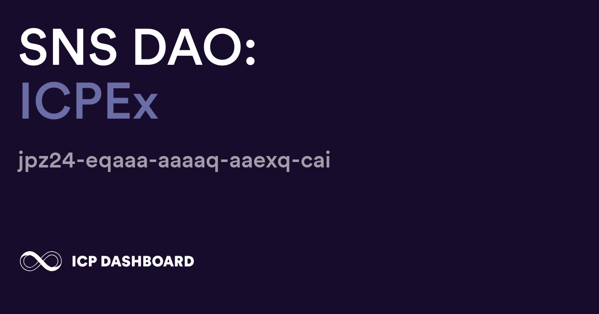 SNS DAO: ICPEx - ICP Dashboard