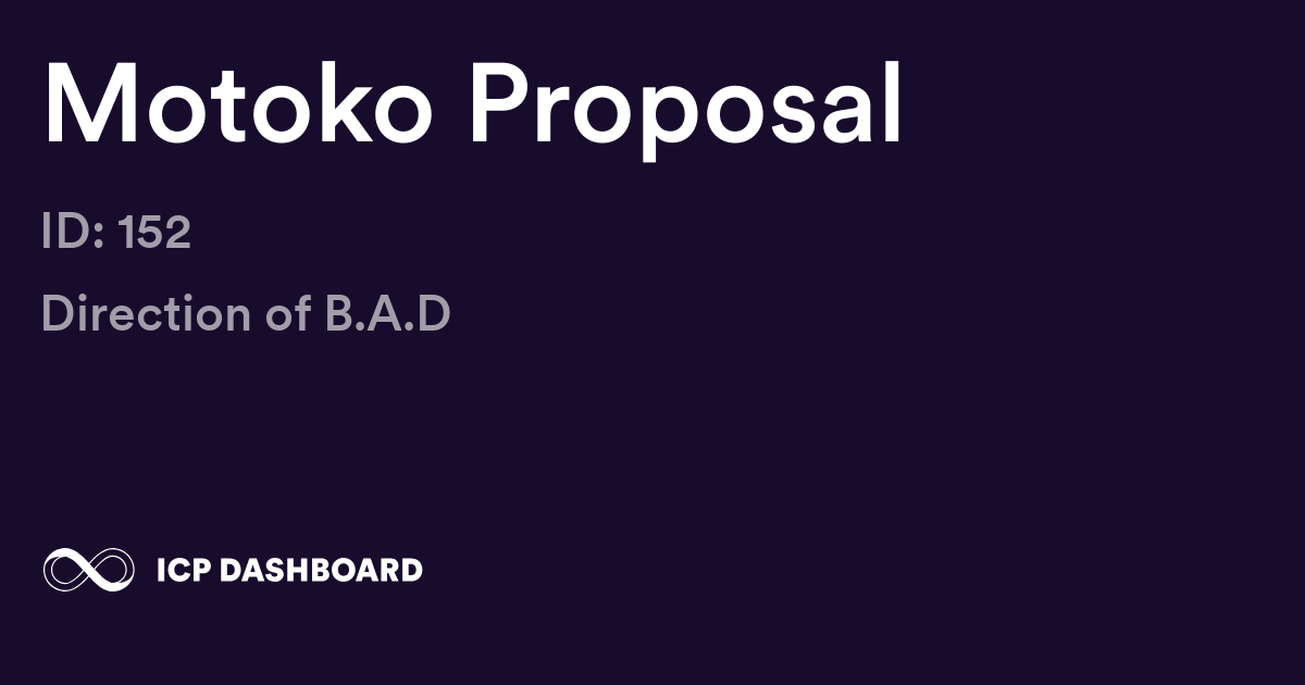 Motoko Proposal: 152 - ICP Dashboard