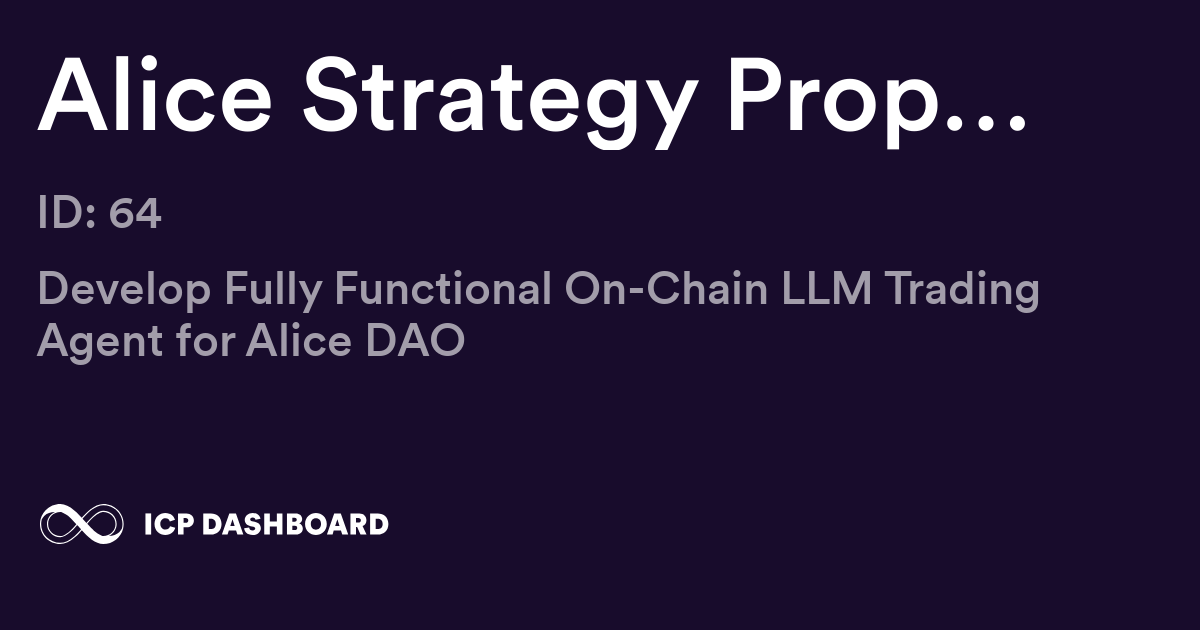 Alice Strategy Proposal: 64 - ICP Dashboard