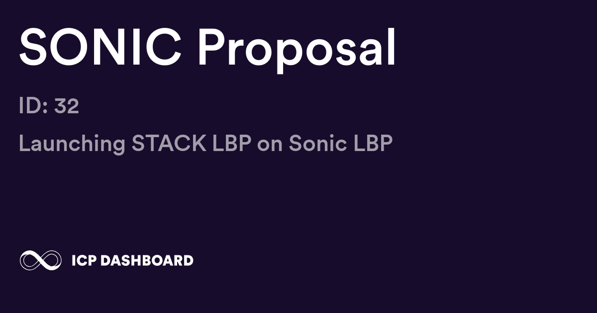 SONIC Proposal: 32 - ICP Dashboard
