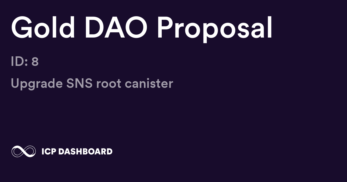 Gold DAO Proposal: 8 - ICP Dashboard