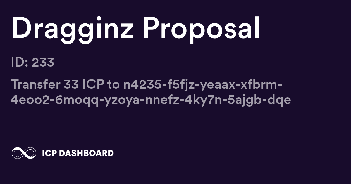 Dragginz Proposal: 233 - ICP Dashboard